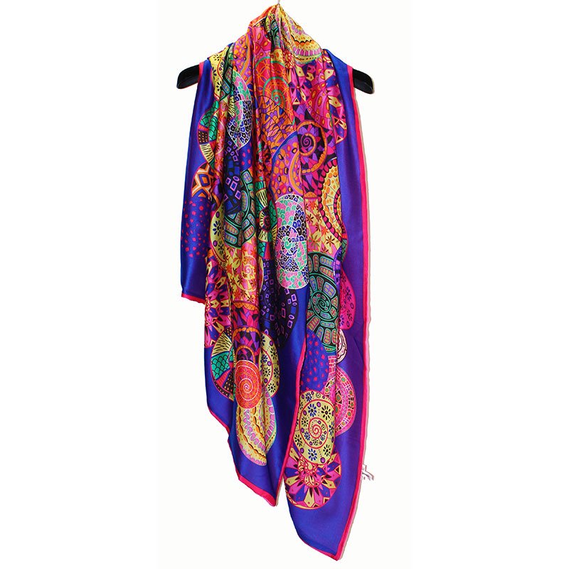 Fular de semi seda con forro Caracolas azules - Julunggul