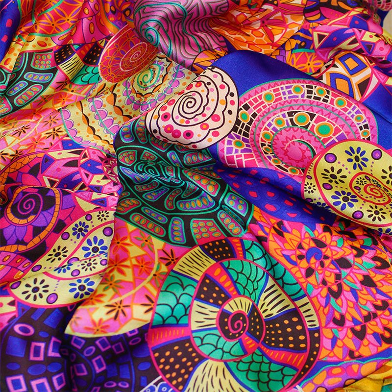 Fular de semi seda con forro Caracolas azules - Julunggul